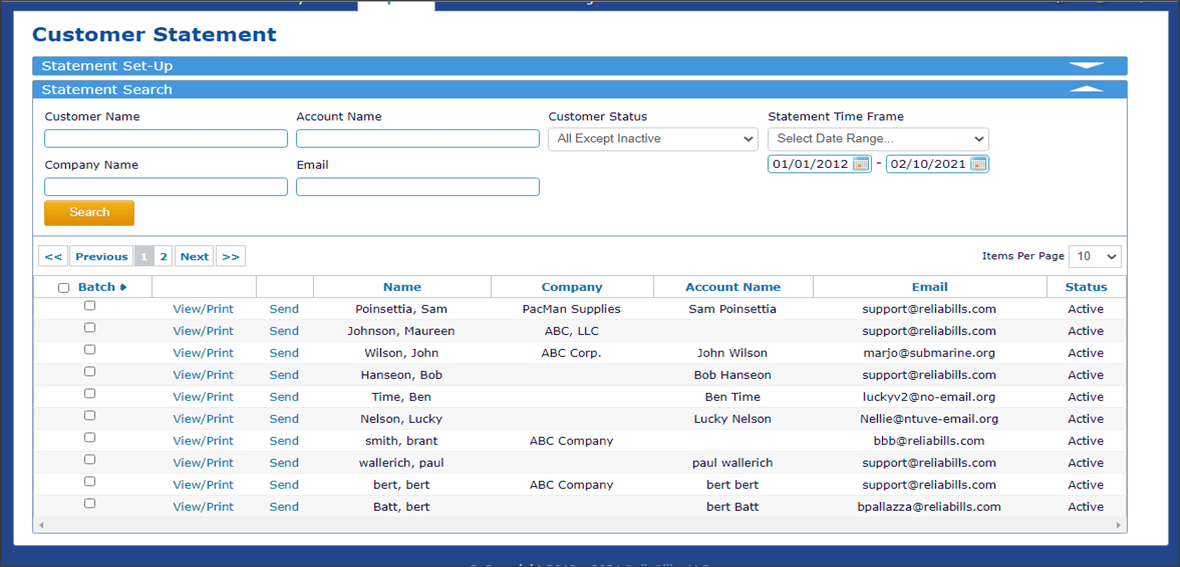 Customer Statements | ReliaBills